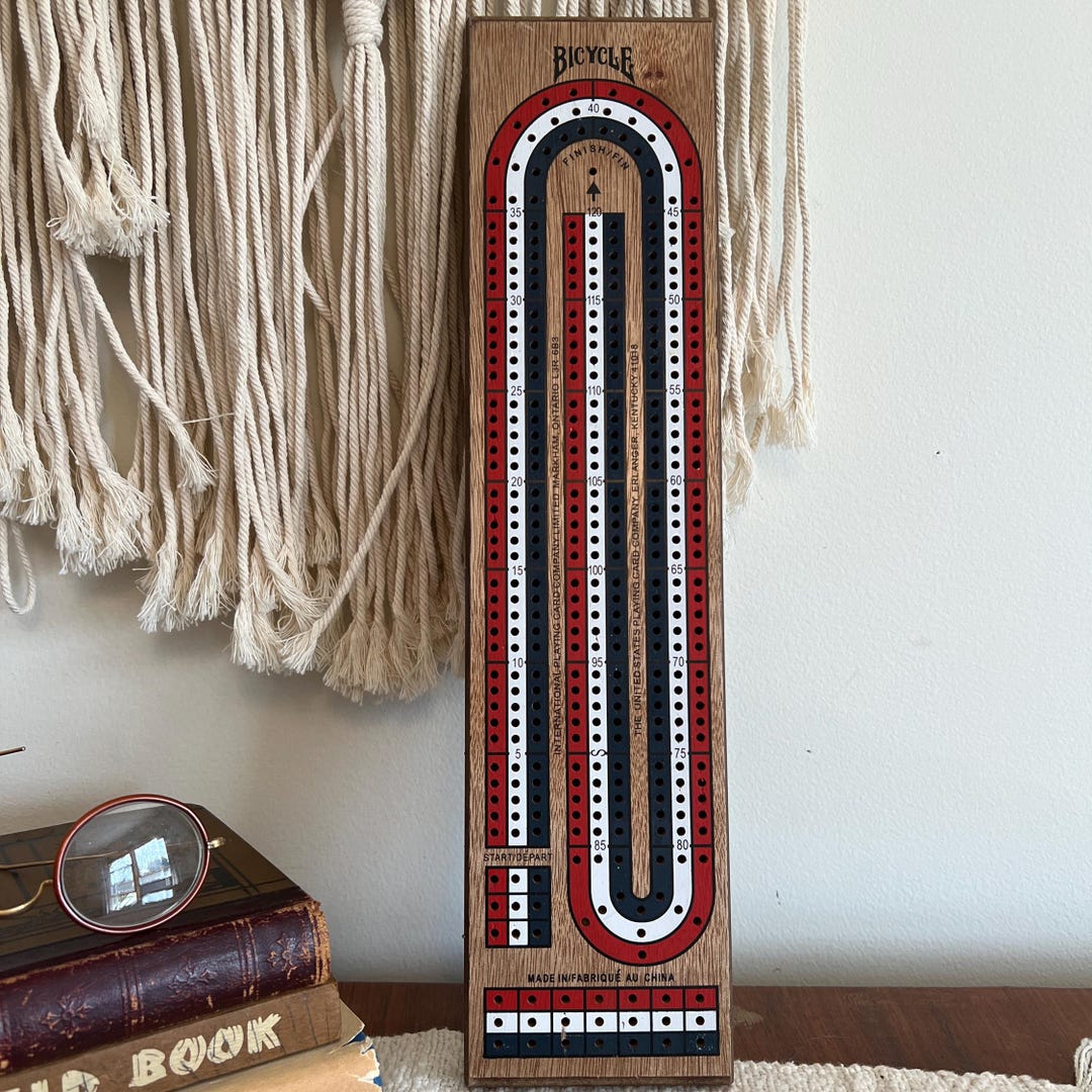 Bicycle 3-track Cribbage Scoring Board Card Game Wood Red White Blue ...