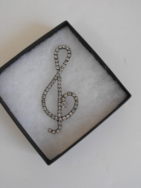 Vintage Musical Clef Note Rhinestone Brooch G-Clef 2105 - Etsy España