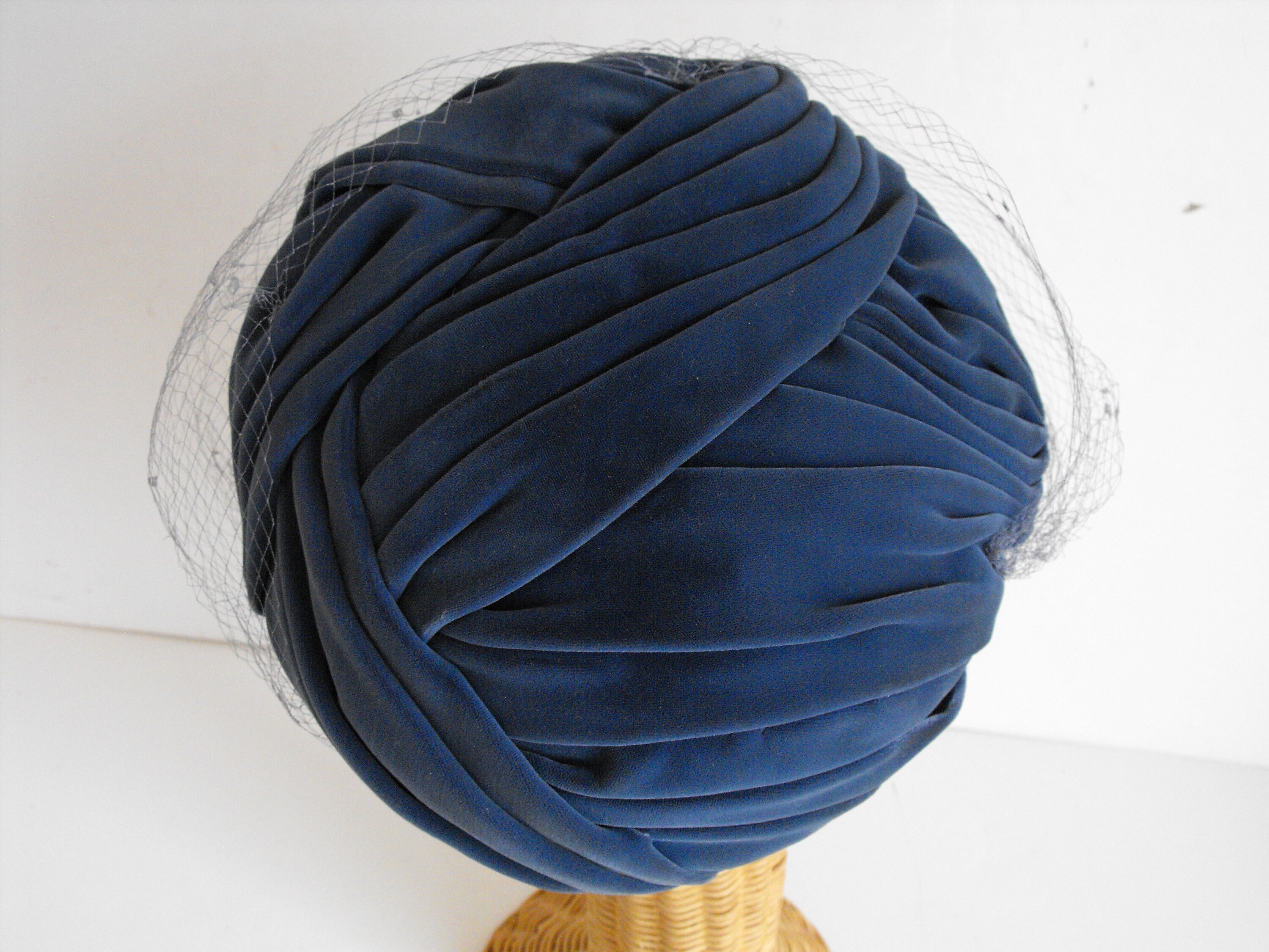 Vintage Blue Turban Style Hat Size 22-1/2 2380 | Etsy