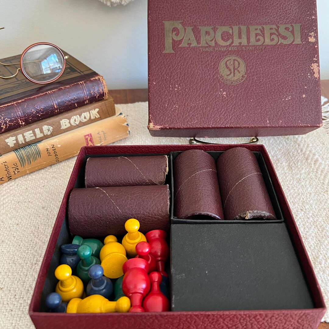 Old Parcheesi Game Pieces in Original Box Shakers Wood Game Men Four ...