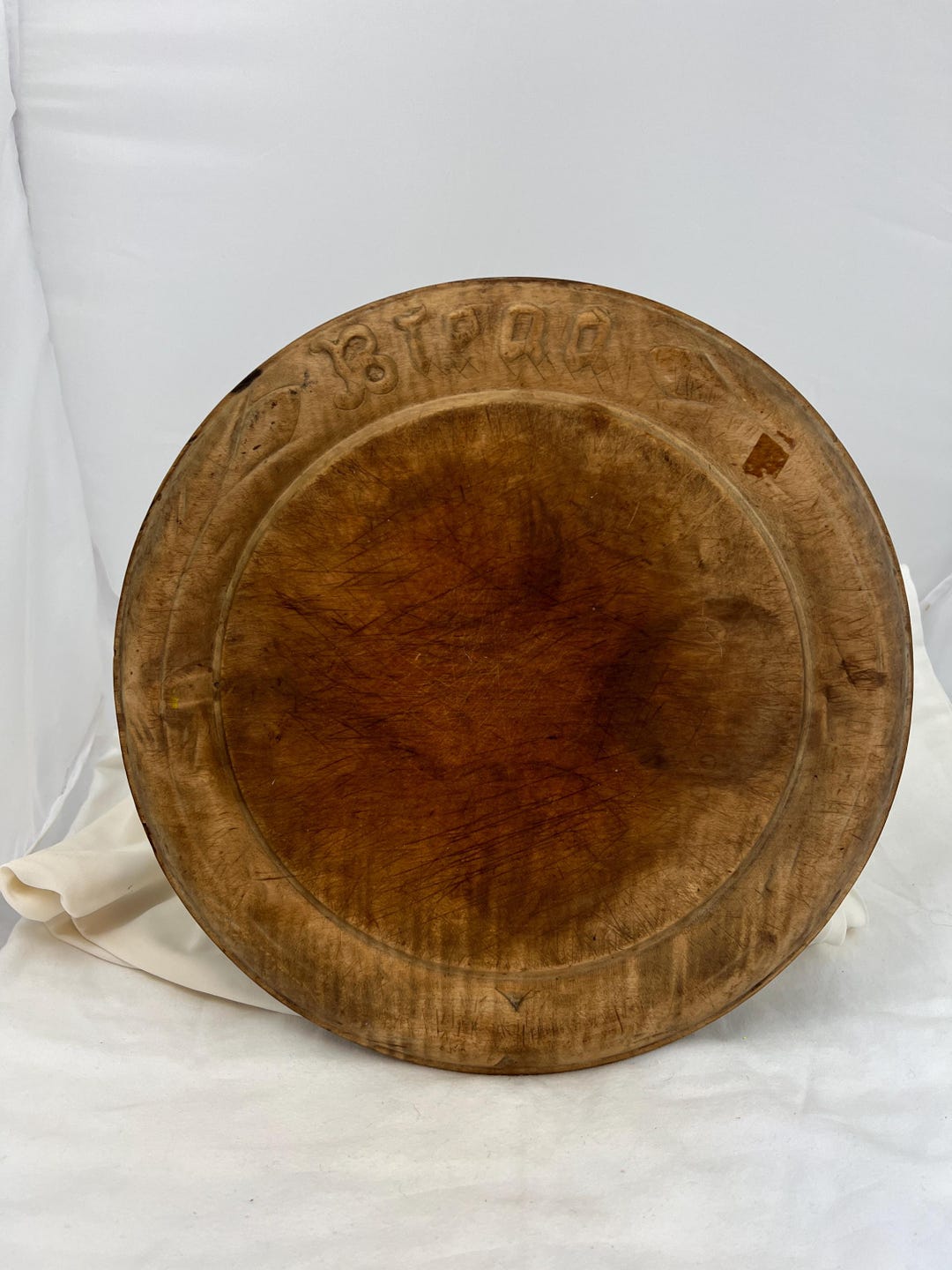 Primative Bread Board Wood 12 Round Rustic Carved 3396 - Etsy