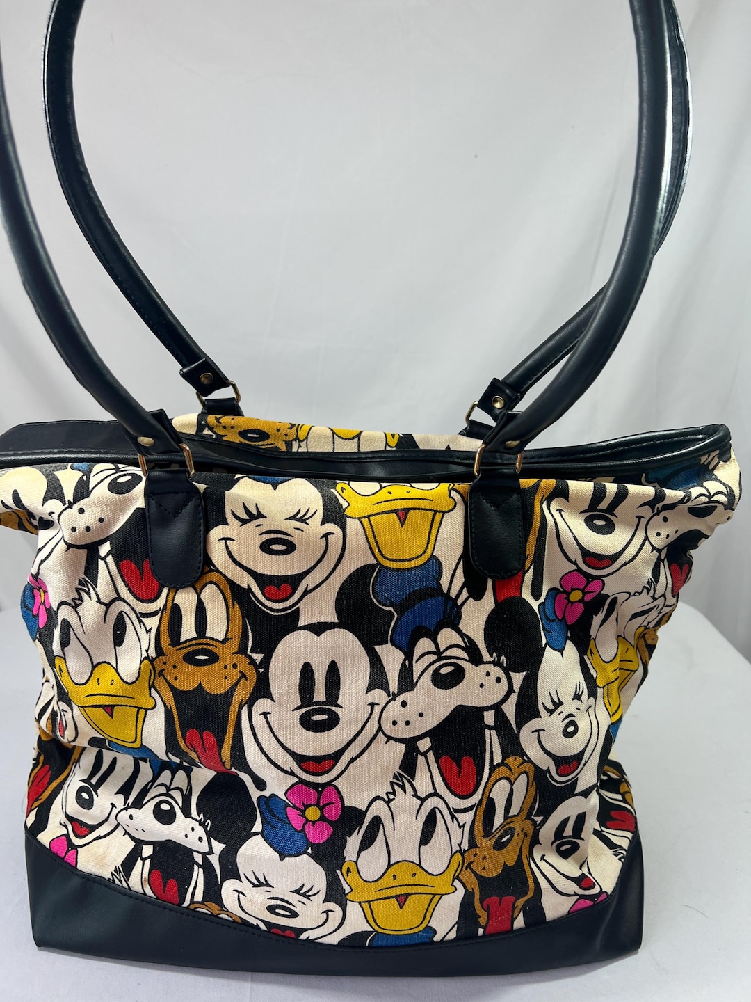 Vintage Disney Character Tote Bag Mickey, Donald, Pluto, Minnie, Goofy ...