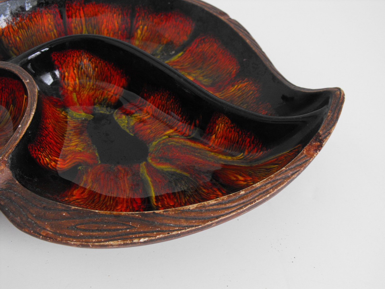 Vtg CA Pottery 602 Divided Chip and Dip Dish inv1990 - Etsy