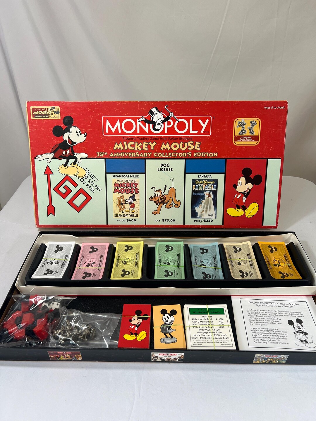 2004 Mickey Mouse 75th Anniversary Collector's Edition Monopoly Pewter ...