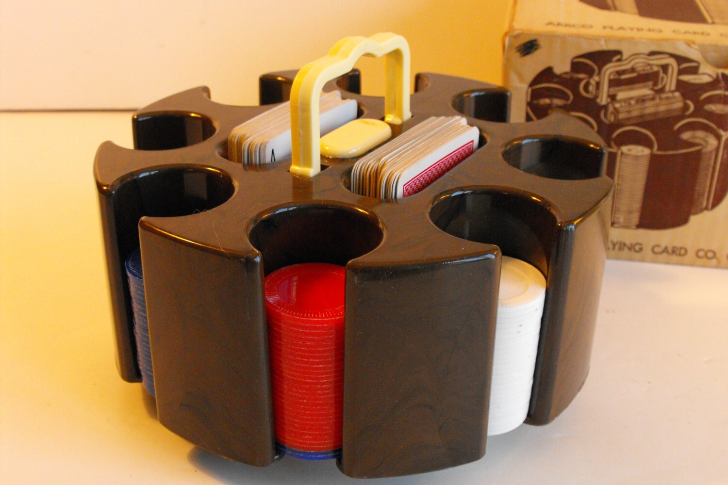 Vtg Revolving Poker Chip Rack w/Chips and Playing Cards R-5C | Etsy