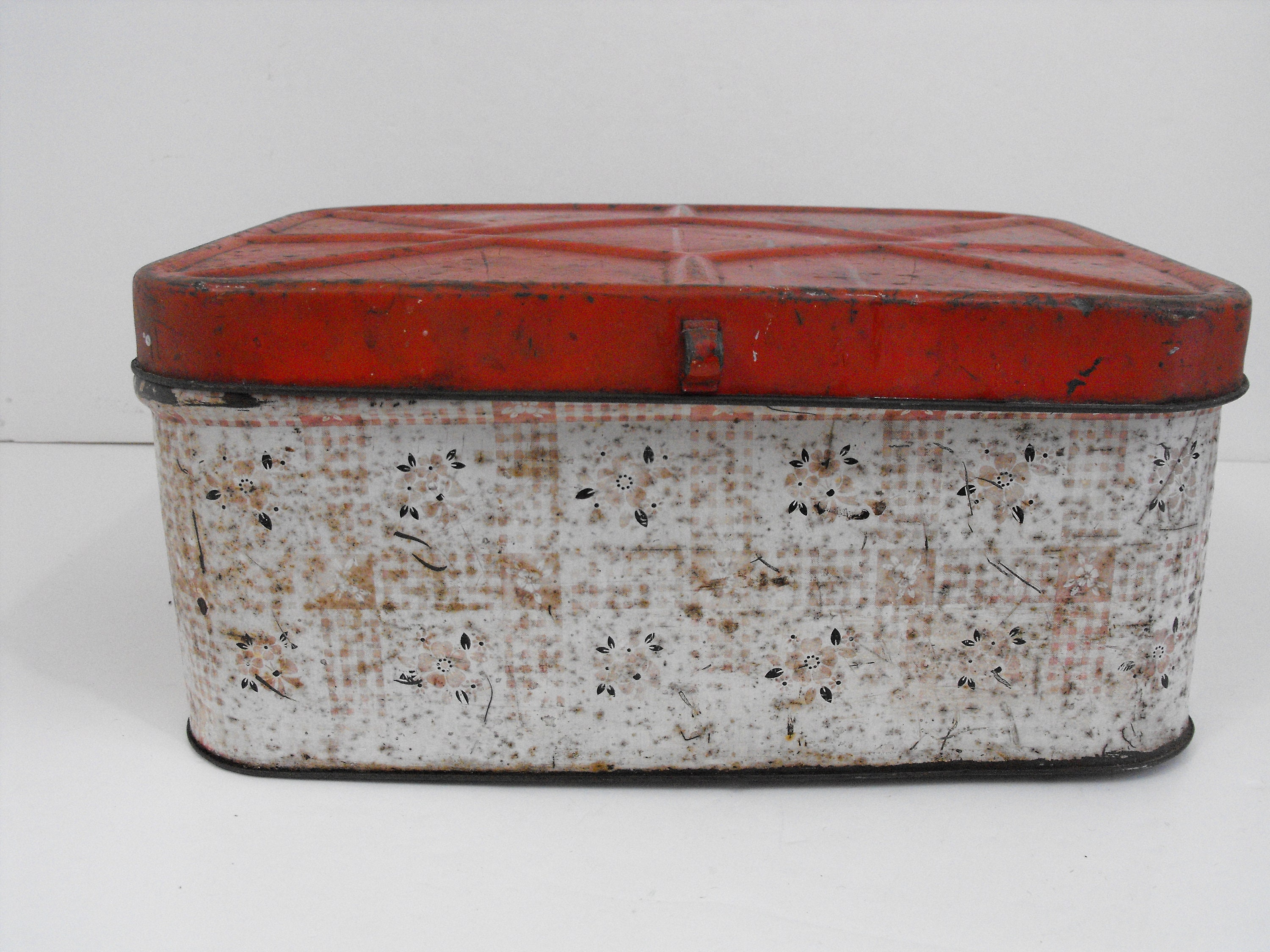 Vintage Bread Box Red Lid All Metal 2184 | Etsy