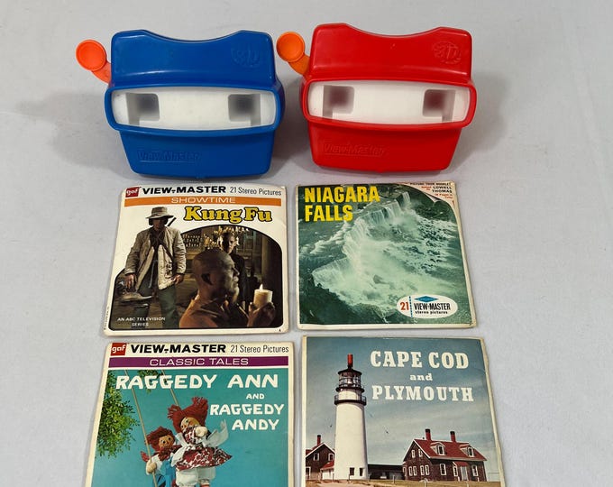 Vintage View-master Set: Red & Blue Model L, Four Reel Sets (3466) - Etsy