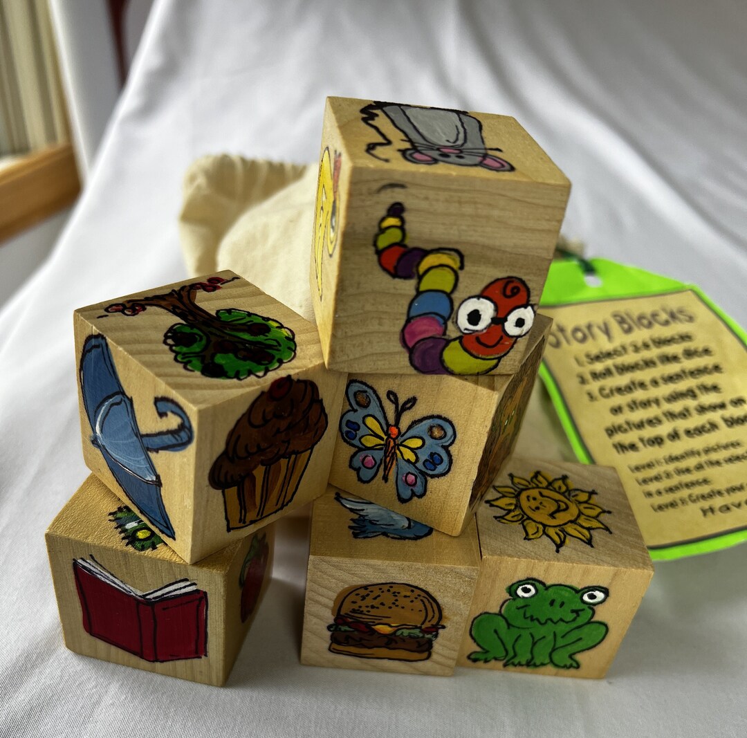 Toddler Story Blocks Hand Painted (3280) - Etsy