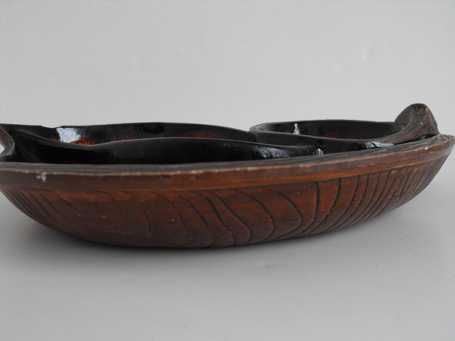 Vtg CA Pottery 602 Divided Chip and Dip Dish inv1990 - Etsy