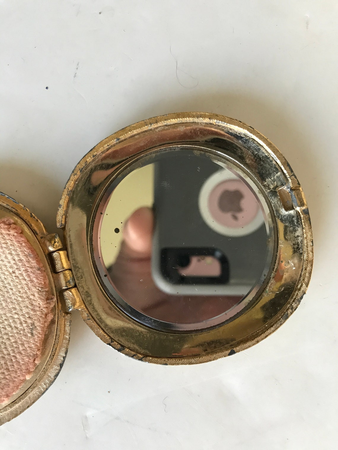 Vintage Gold Textured Face Powder Mirror Make-up Compact - Etsy