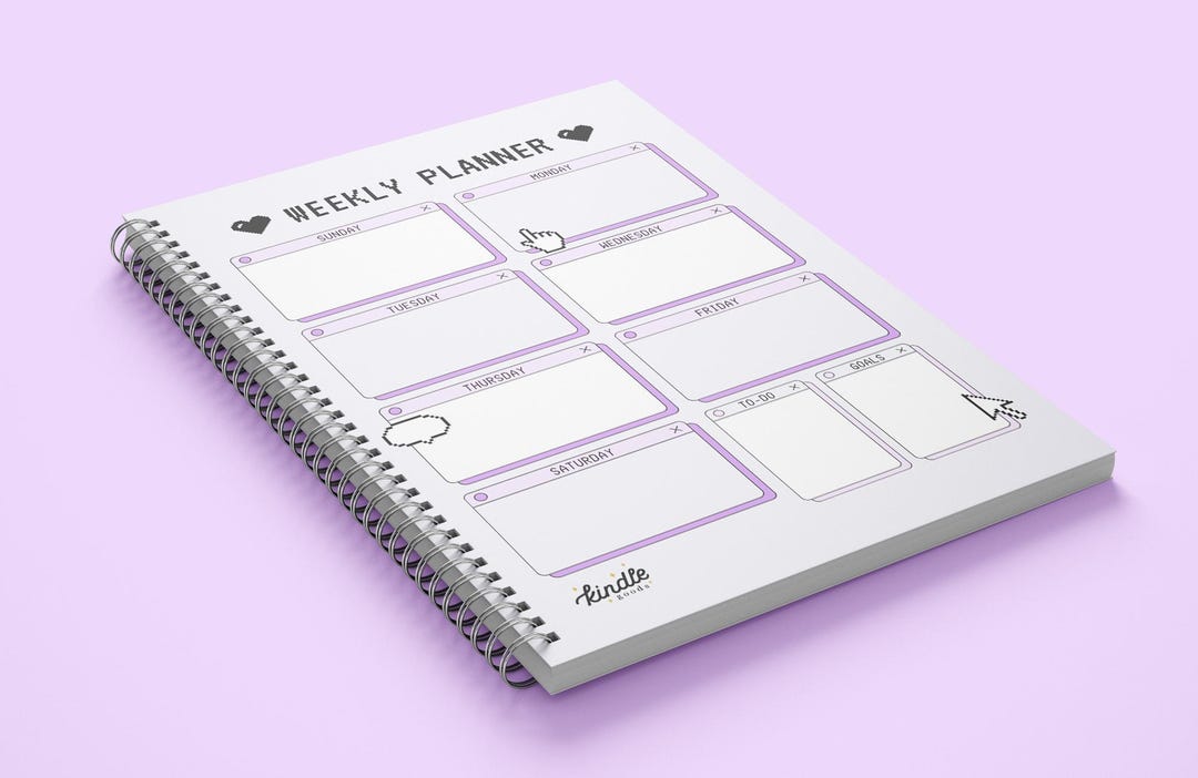 8-bit Purple Weekly Planner Sheet - Etsy