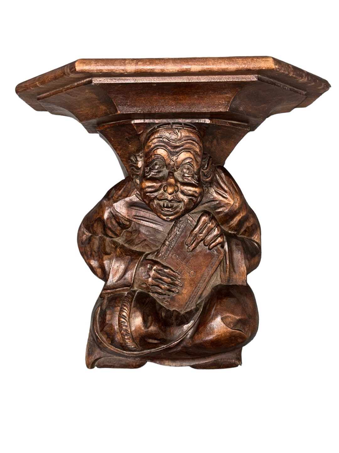 Vintage 30’s French Gothic Walnut Corbel Shelf Sconce Monk Priest 12x12 ...