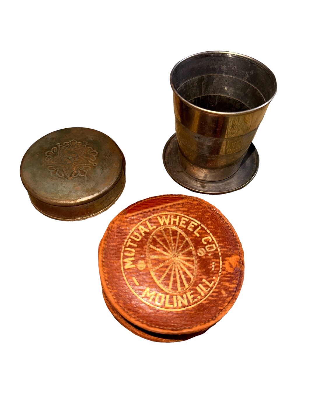 Vintage 10’s Mutual Wheel Moline IL Leather Case Silver Telescope ...