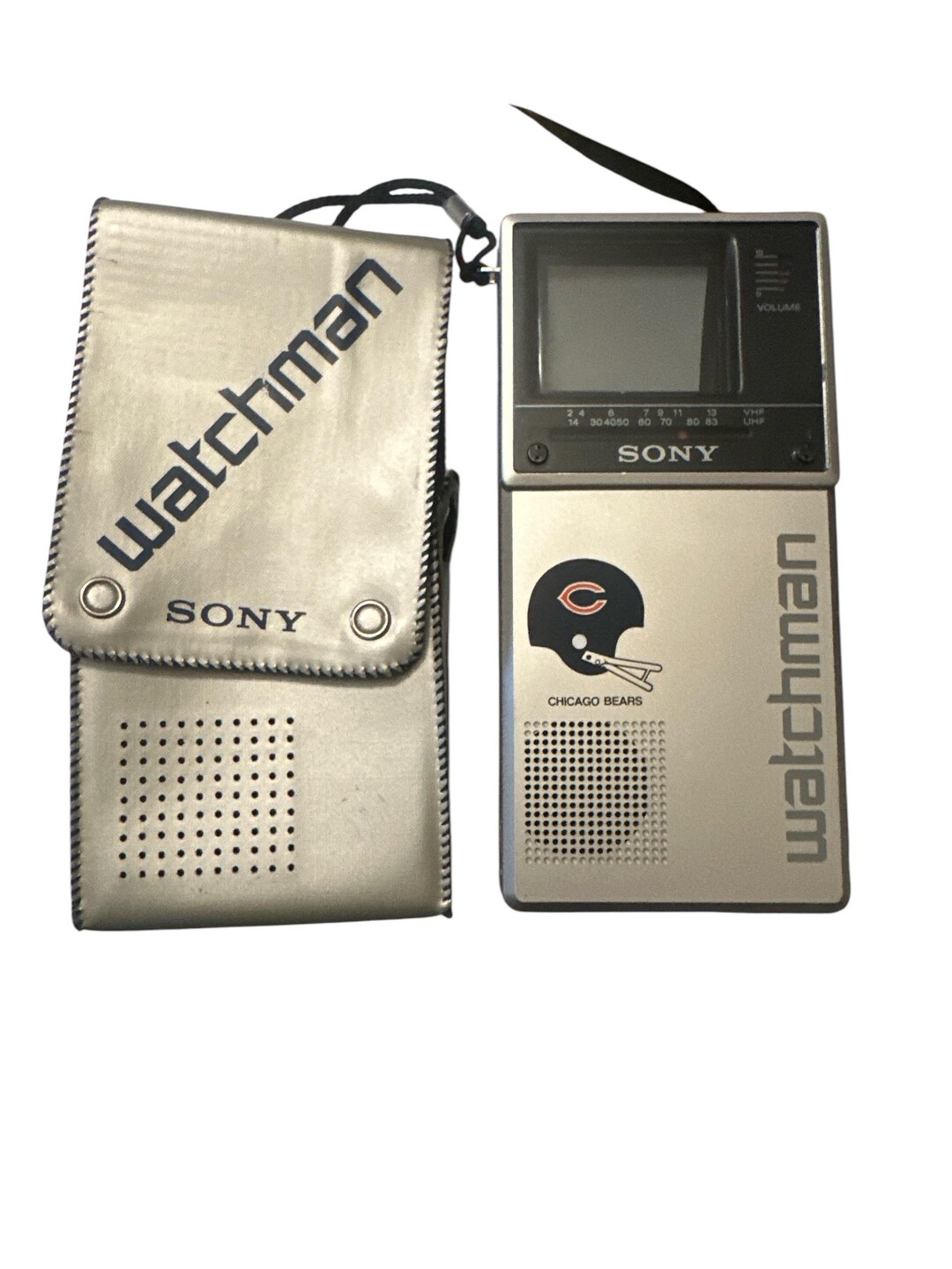 Vintage 80’s Sony Watchman NFL Football Chicago Bears UHF VHF Portable ...