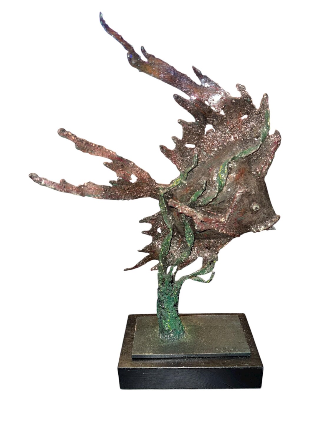 Vintage 70’s Mike Bucha Brutalist Bronze 16.5” Angel Fish Sculpture Art ...