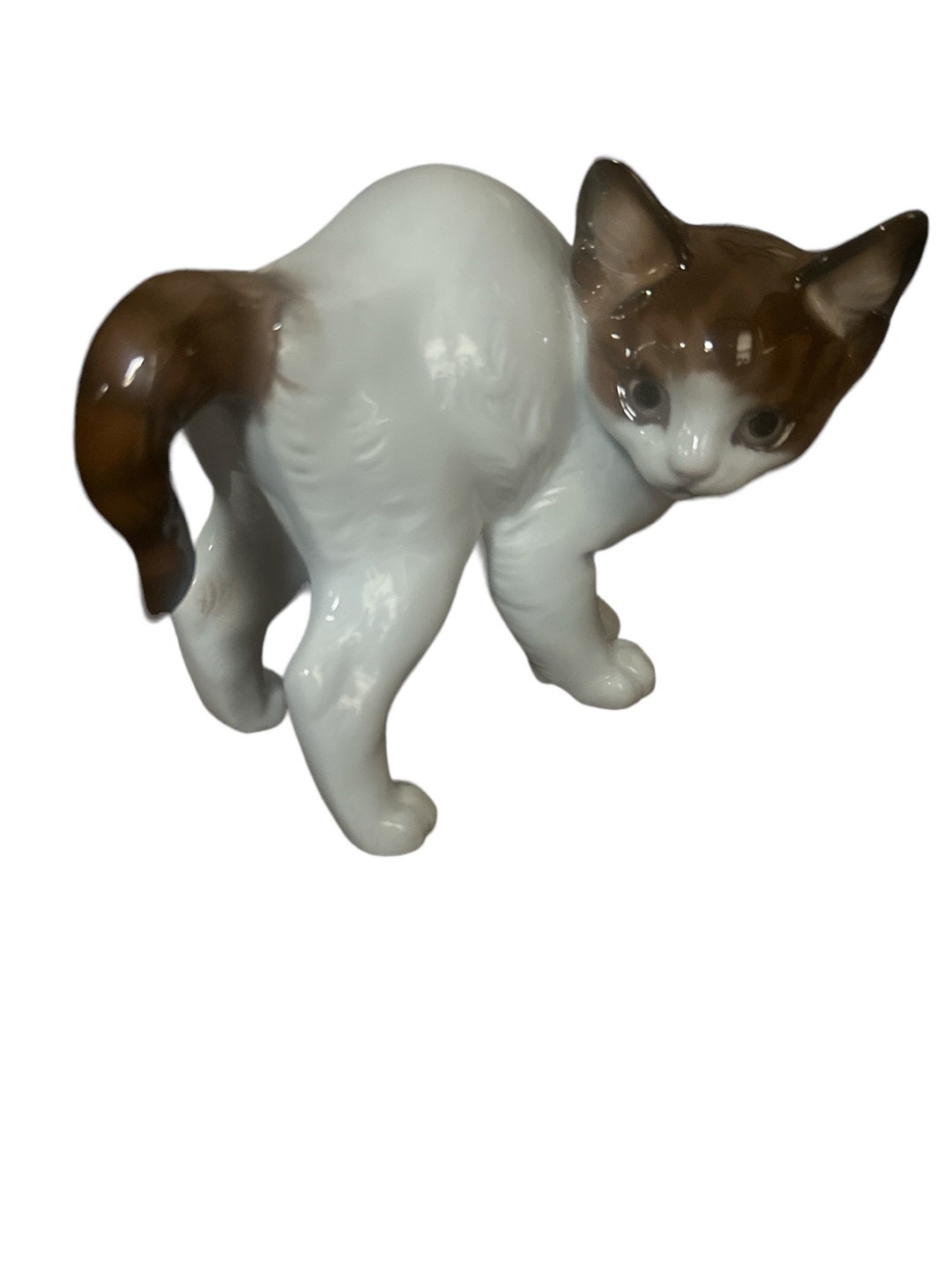 Vintage 50’s Rosenthal Emil Elmer White Brown Porcelain Painted 5” Cat ...