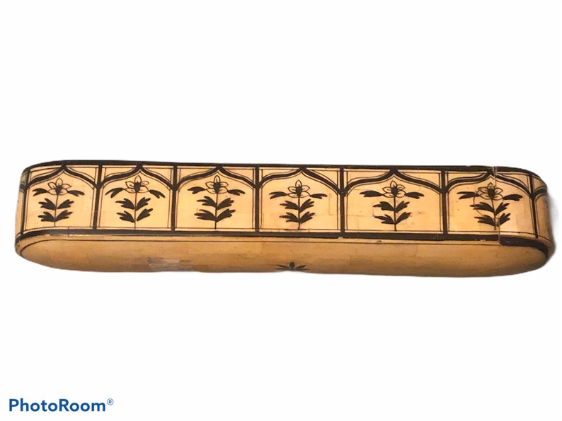 Vintage 90s Hand Painted Bone Overlay Floral Flower Wood - Etsy