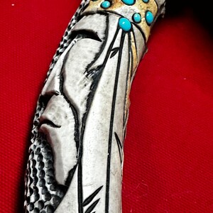 Vintage 80’s Ted Miller Native American Carved Inlaid Turquoise ...