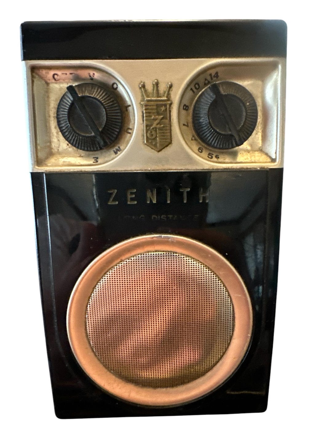 Vintage 50’s Zenith Royal 500B Owl Eyes Gold Black Handheld Portable AM ...