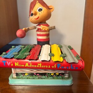 Vintage 1962 Rosko Tin Litho Tvs New Adventure of Pinocchio Xylophone ...