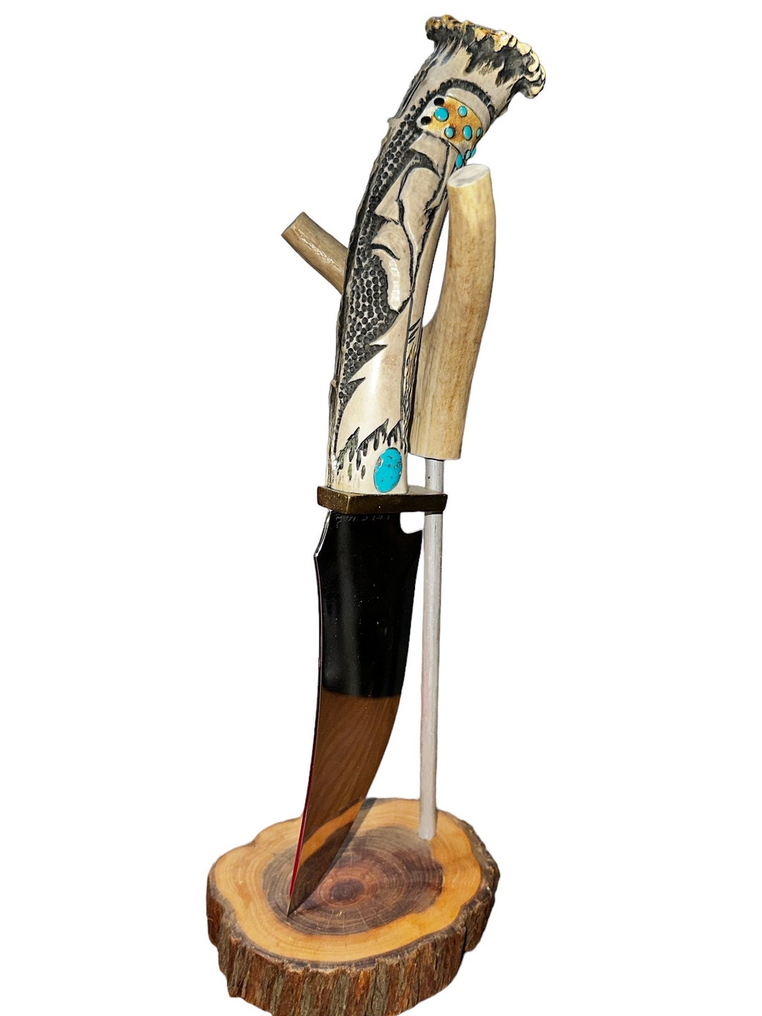 Vintage 80’s Ted Miller Native American Carved Inlaid Turquoise ...