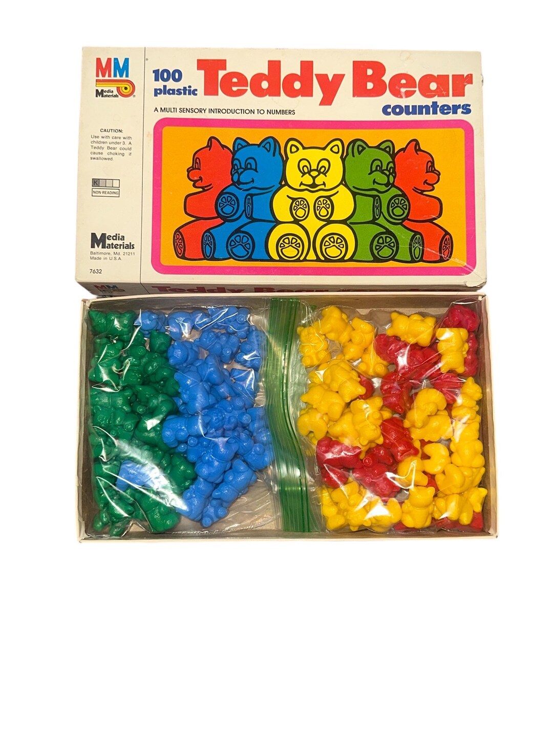 Vintage 1985 Media Materials 100 Plastic Teddy Bear Counters Counting ...