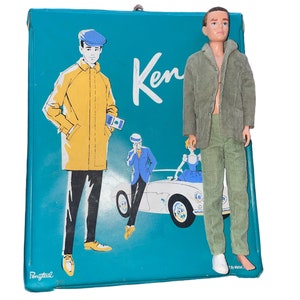 Vintage 60’s Mattel Inc Ken Doll Felt Hair Blue Case Green Cord Suit ...