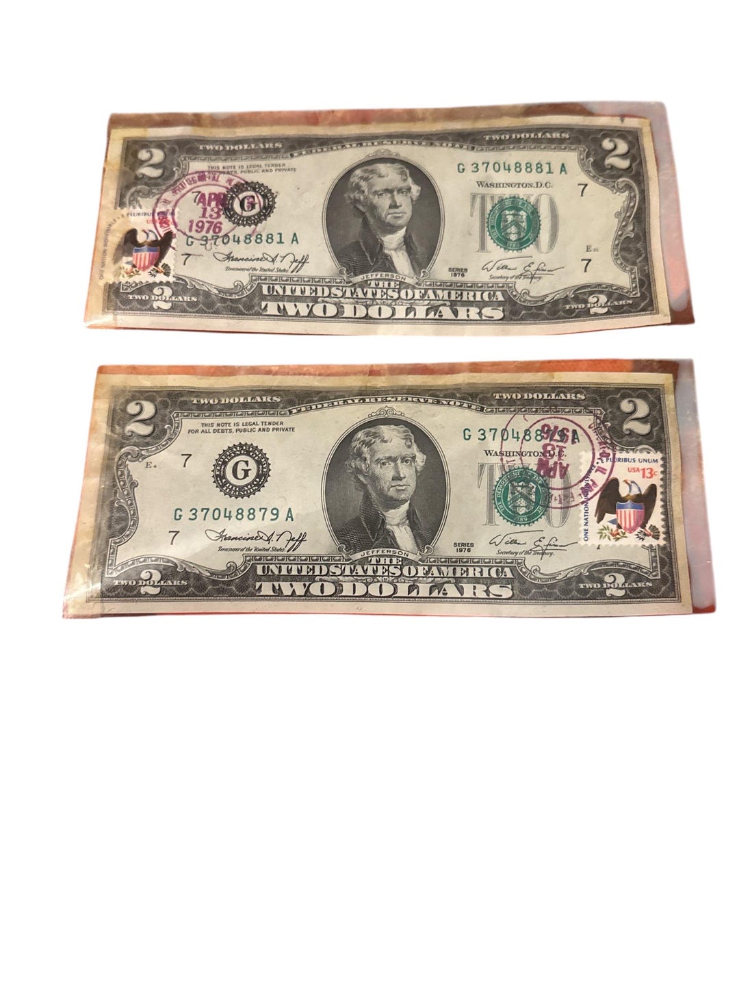 Vintage 1976 United States USA 2 Two Dollar Bill First Day of Issue FRN ...