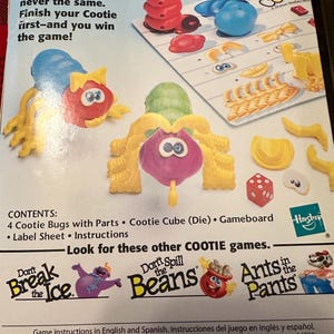 Vintage 1999 Milton Bradley Cootie Games Cootie Bug Child Toddler Game ...