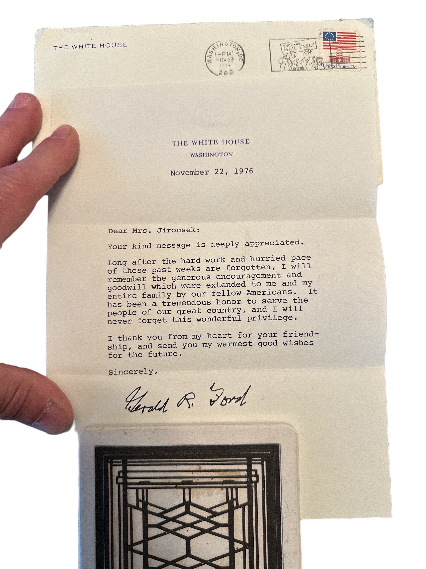 Vintage 1976 Gerald R Ford White House Letter Head Signed Letter With ...