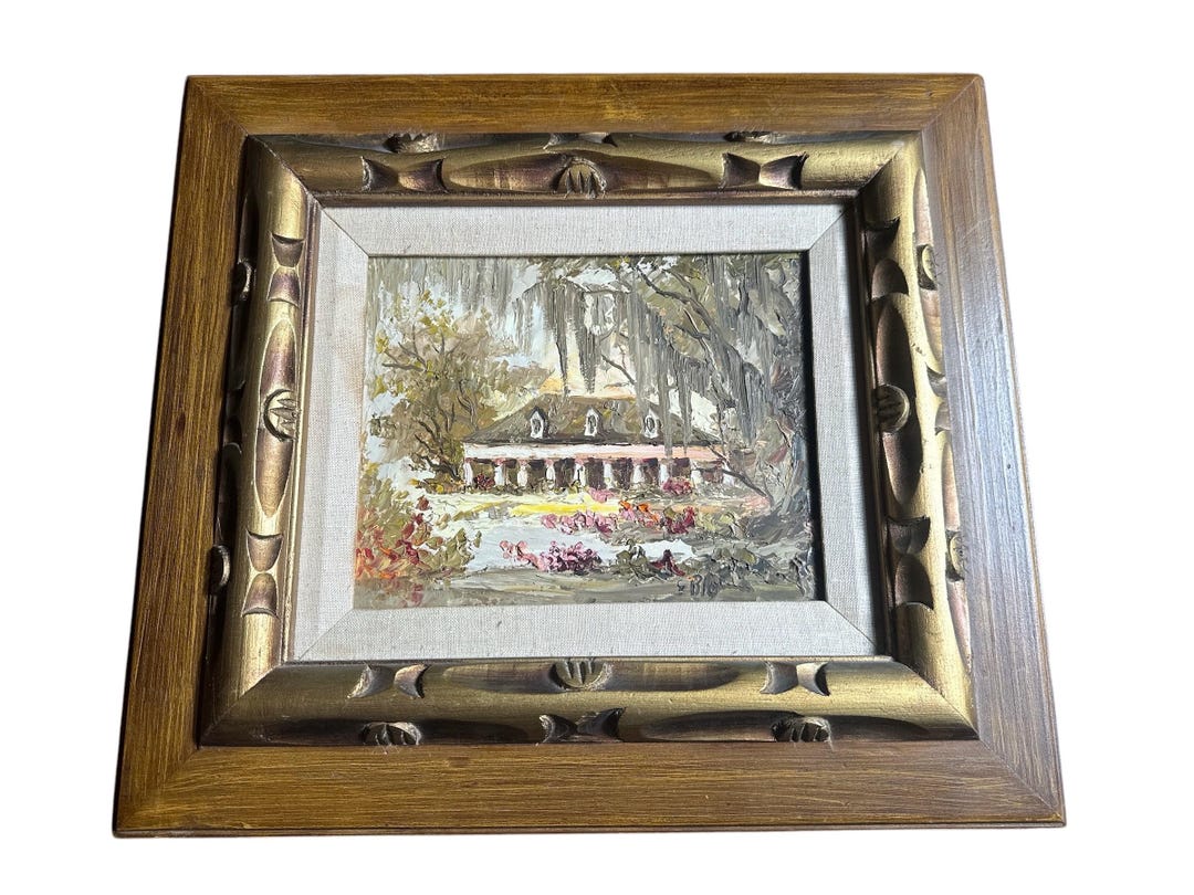 Vintage 60’s Oil Painting on Canvas MCM Frame Wood Framed 18x16 ...