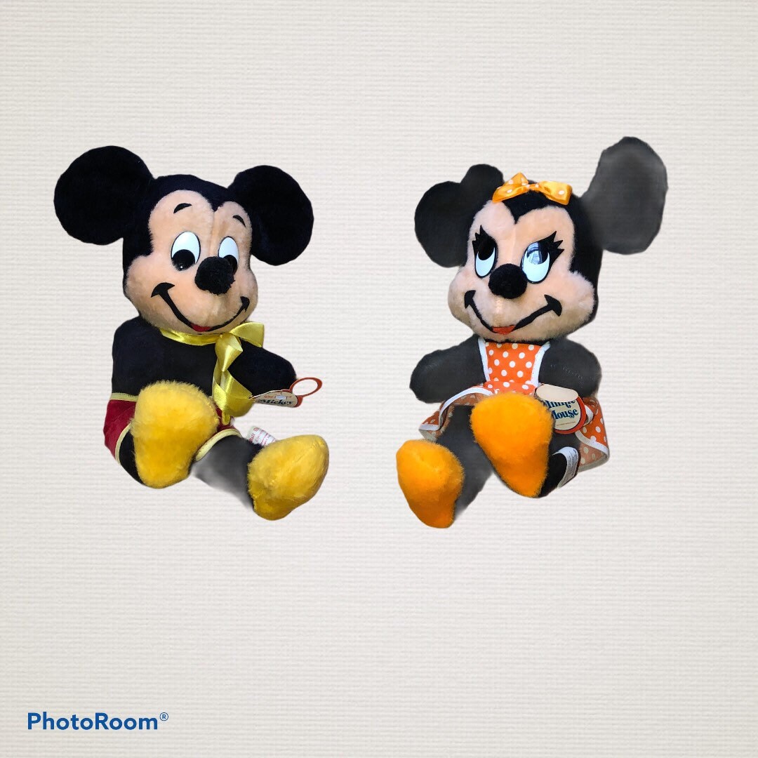 Vintage 60’s Walt Disney Characters Mickey Minnie Mouse 14” Plush ...