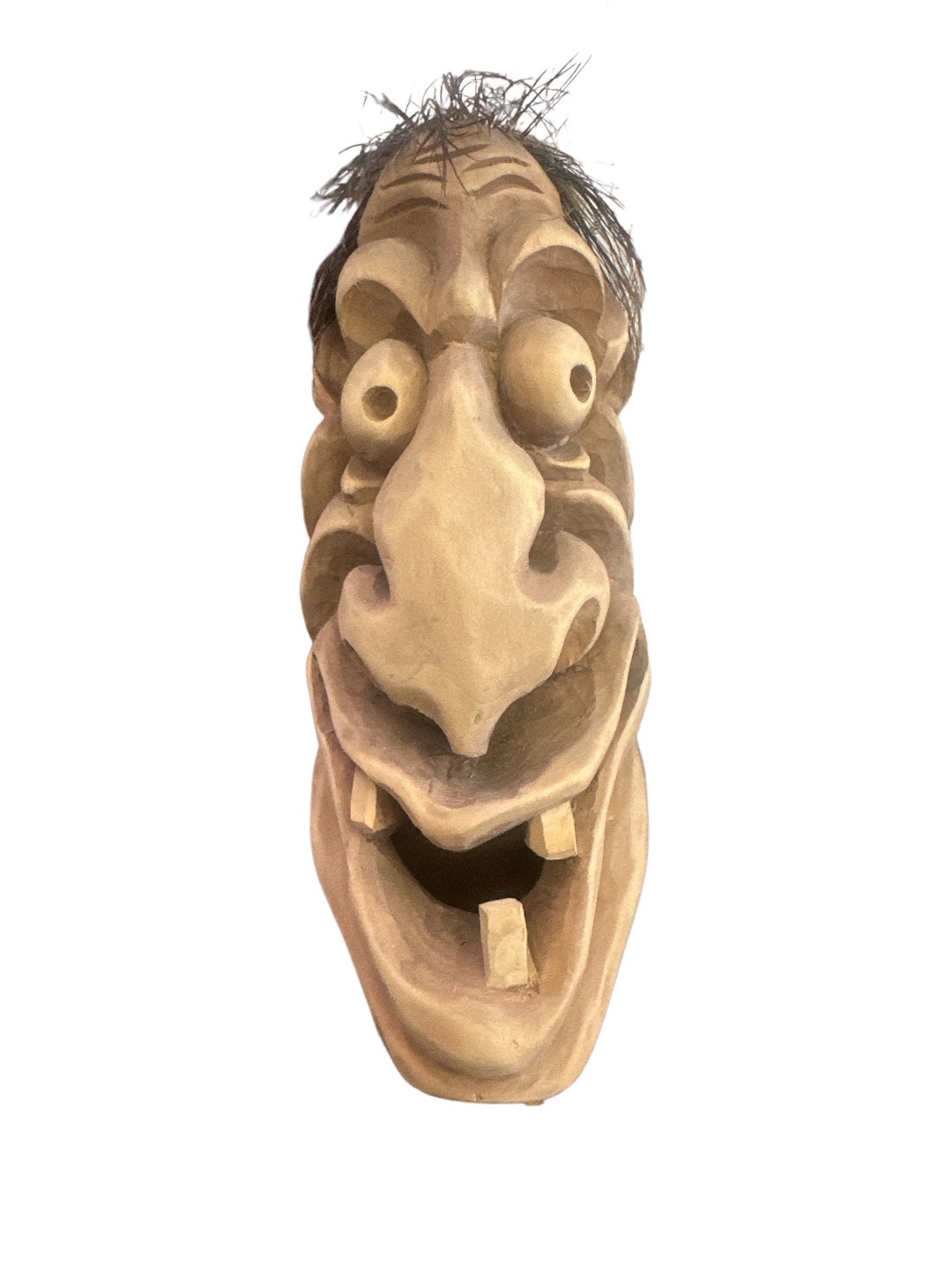 Vintage 80s Hand Carved Wood Wooden Tiki Grotesque Goofy Fun Whimsical ...