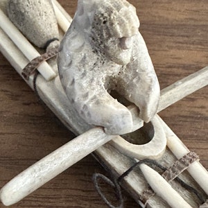Vintage 1993 Danny Etooangat Inuit Hand Carved Bone 6” Kayak Canoe ...