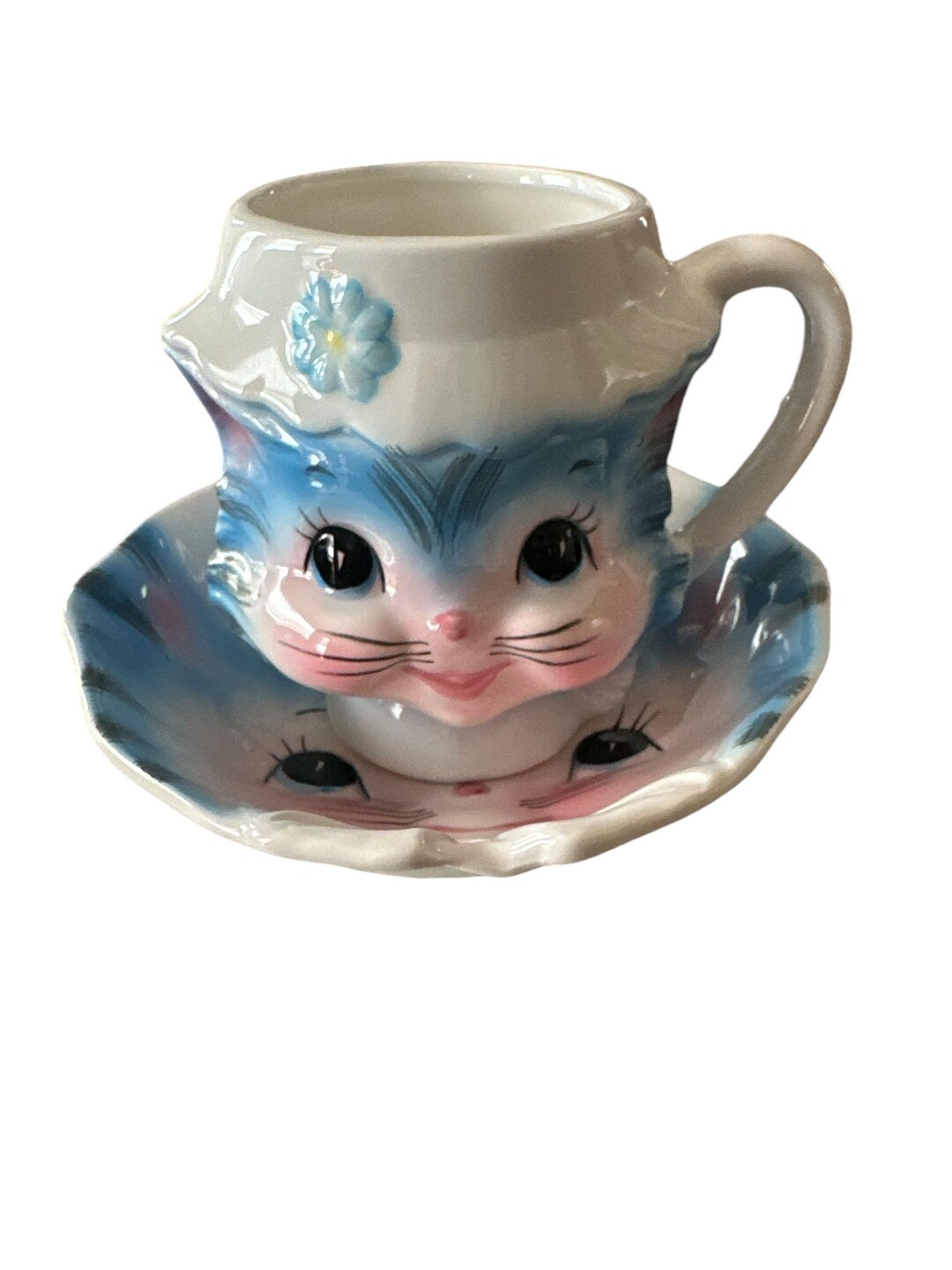Vintage 50’s Lefton Miss Priss 3553 Blue Cat Kitty Child’s Cereal Bowl ...