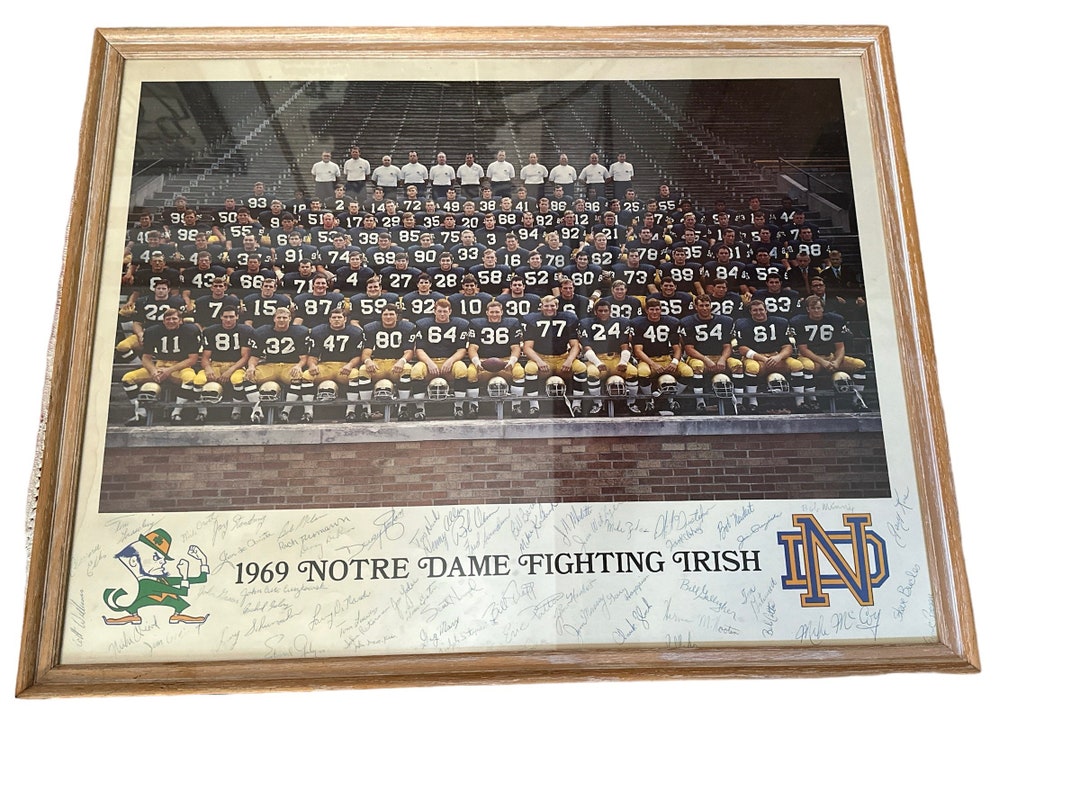 Vintage 1969 Notre Dame Fighting Irish Team Signed Autographed Framed ...