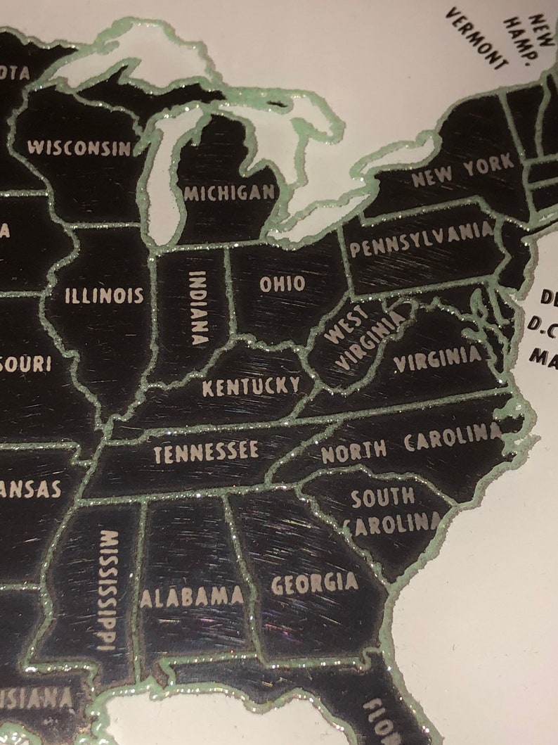 Vintage 60’s Map of United States State MCM Mid Century Oval Glass Tray ...