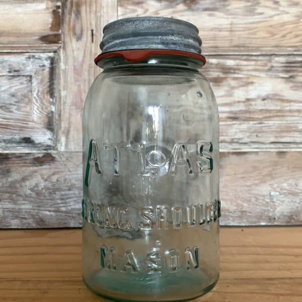 Atlas Strong Shoulder Mason Jar - Etsy