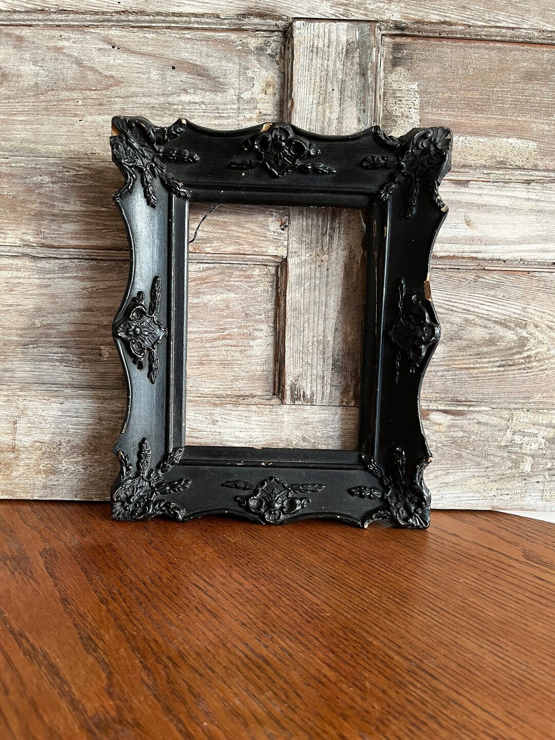 Black Chippy Wood Frame - Etsy