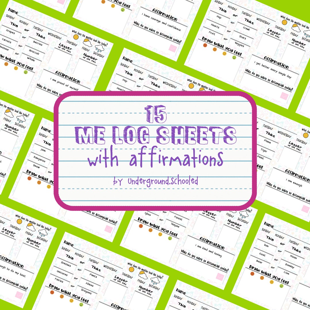 15 Me Log Sheets | Growth Mindset | All About Me - Etsy