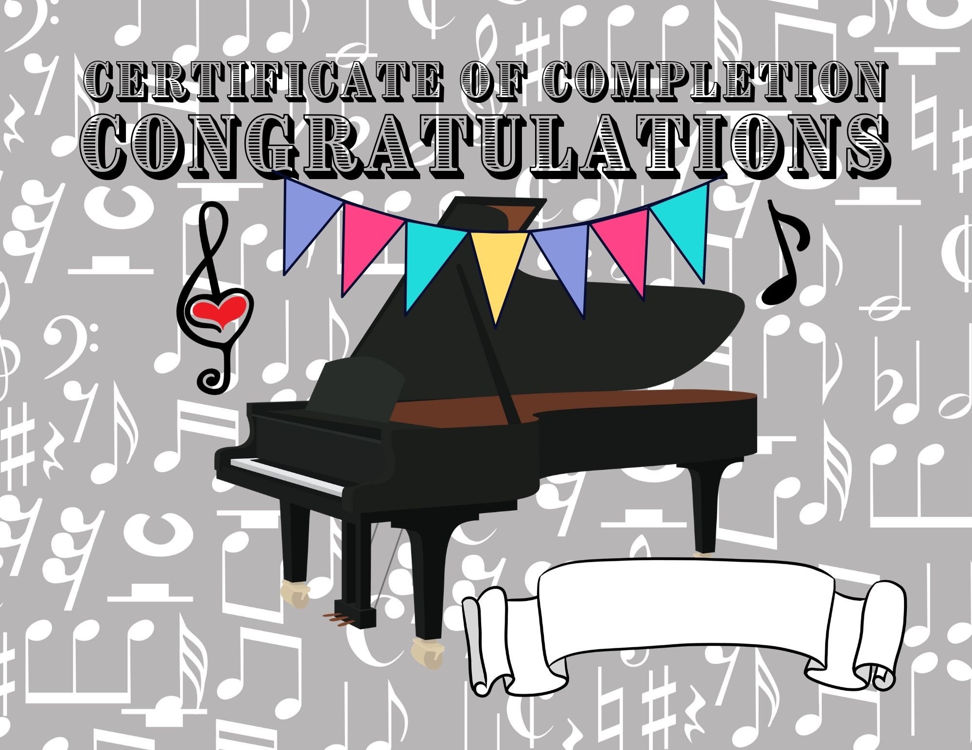 MUSIC CERTIFICATE, Awards, Printable, Piano, Treble Clef, Bass Clef ...