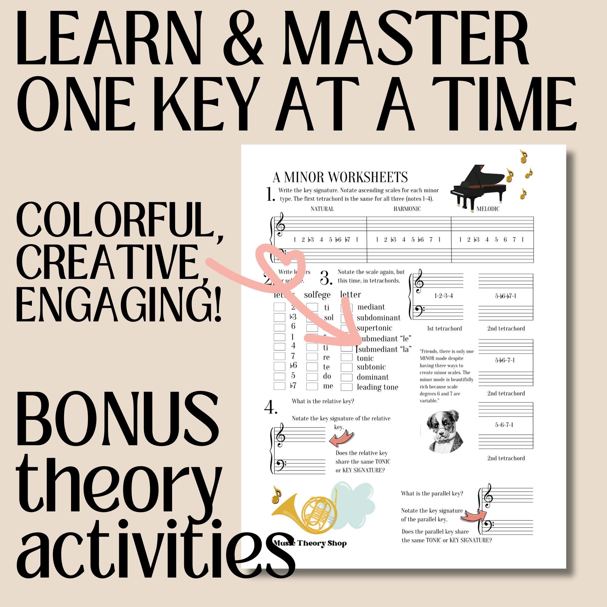 Music Theory Worksheets | 30 Weeks of Assignments, Scales, Key ...