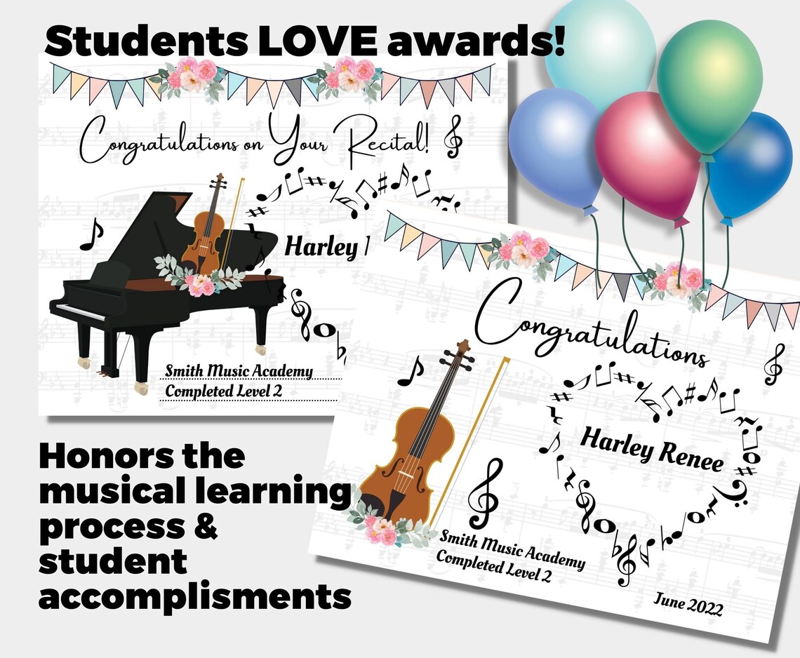 20 Editable CANVA Templates, Certificate, Award, Piano, Violin, Music ...