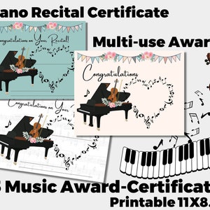 15 Printable Music AWARDS, Piano Recital, Violin Recital, Multi-use ...