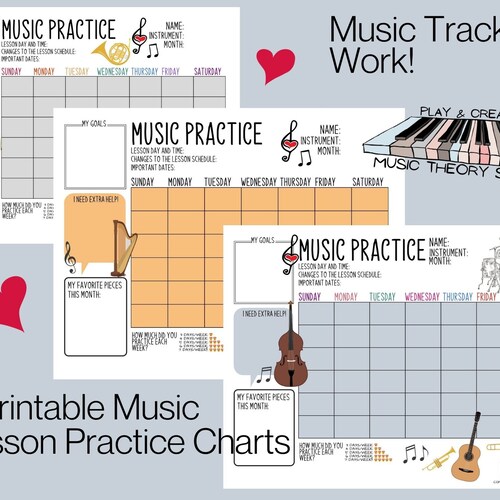 PRACTICE CHARTS Music Practice Tracker Music Lessons Music - Etsy