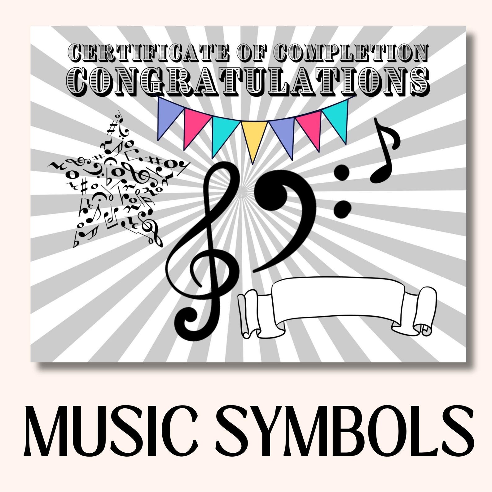 6 MUSIC CERTIFICATE, Awards, Printable, Piano, Treble Clef, Bass Clef ...