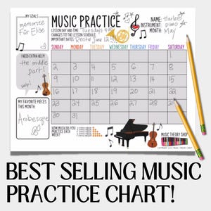 PRACTICE TRACKER CHARTS, Music Practice Tracker, Music Lessons, Music ...
