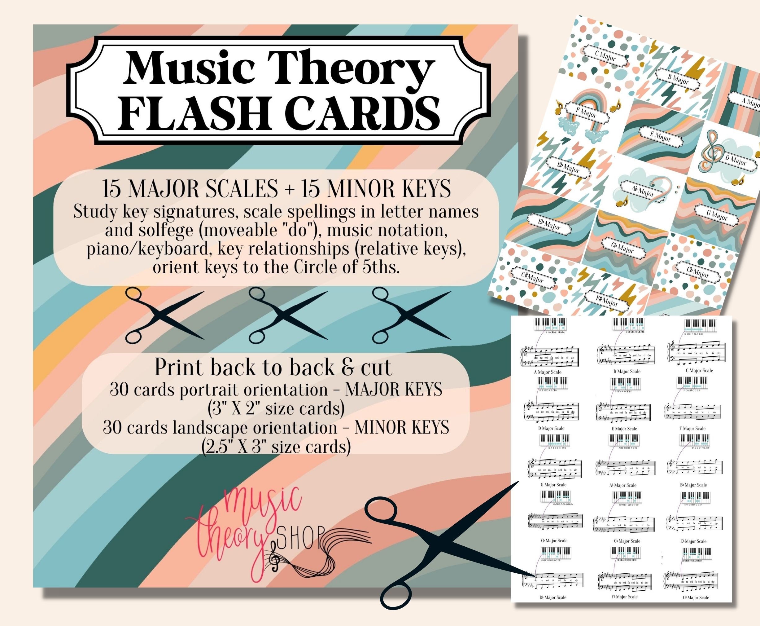 Music Theory FLASH CARDS, Printable, Music Teachers, Music Students ...