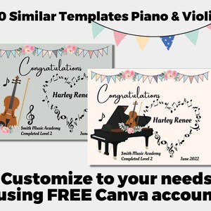20 Editable CANVA Templates, Certificate, Award, Piano, Violin, Music ...