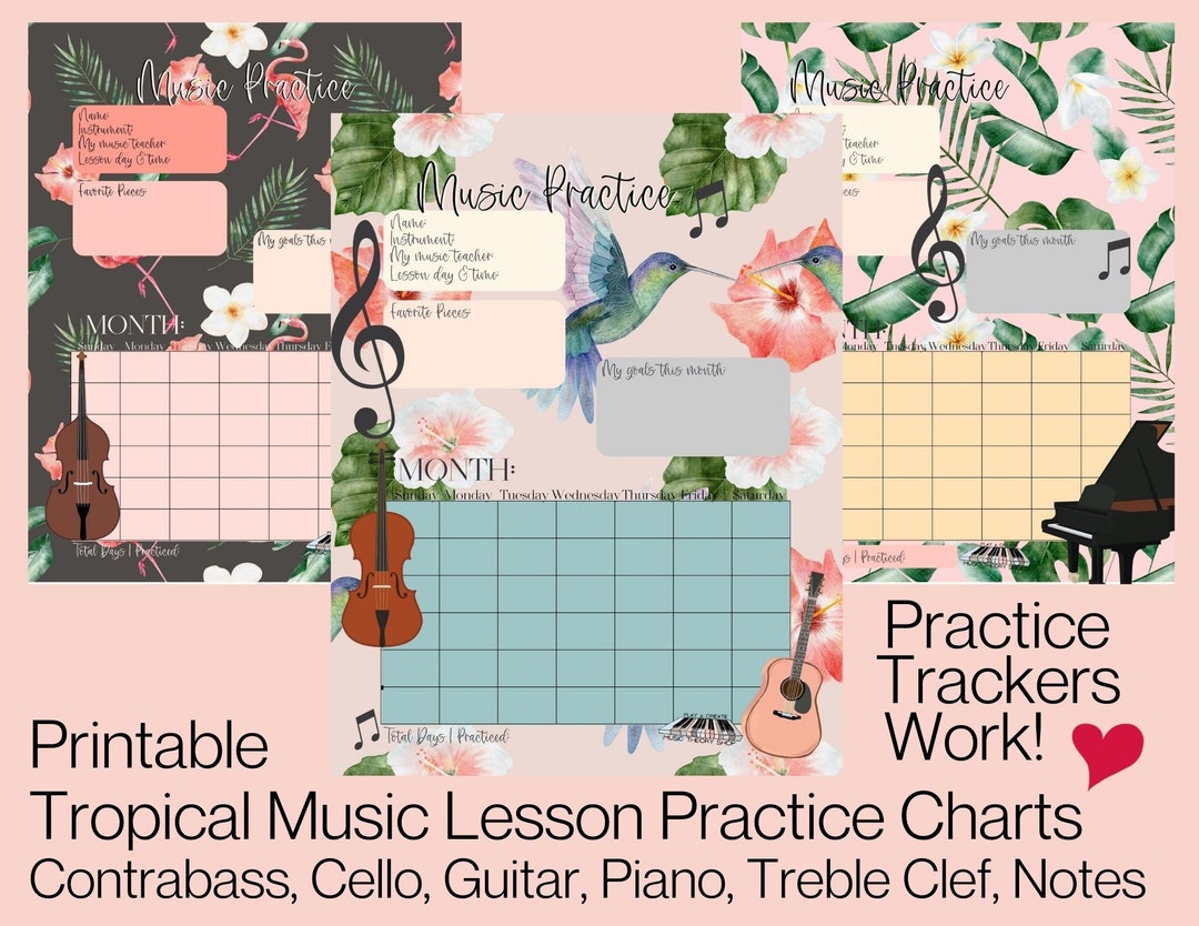 PRACTICE CHARTS Music Practice Tracker Music Lessons Music - Etsy